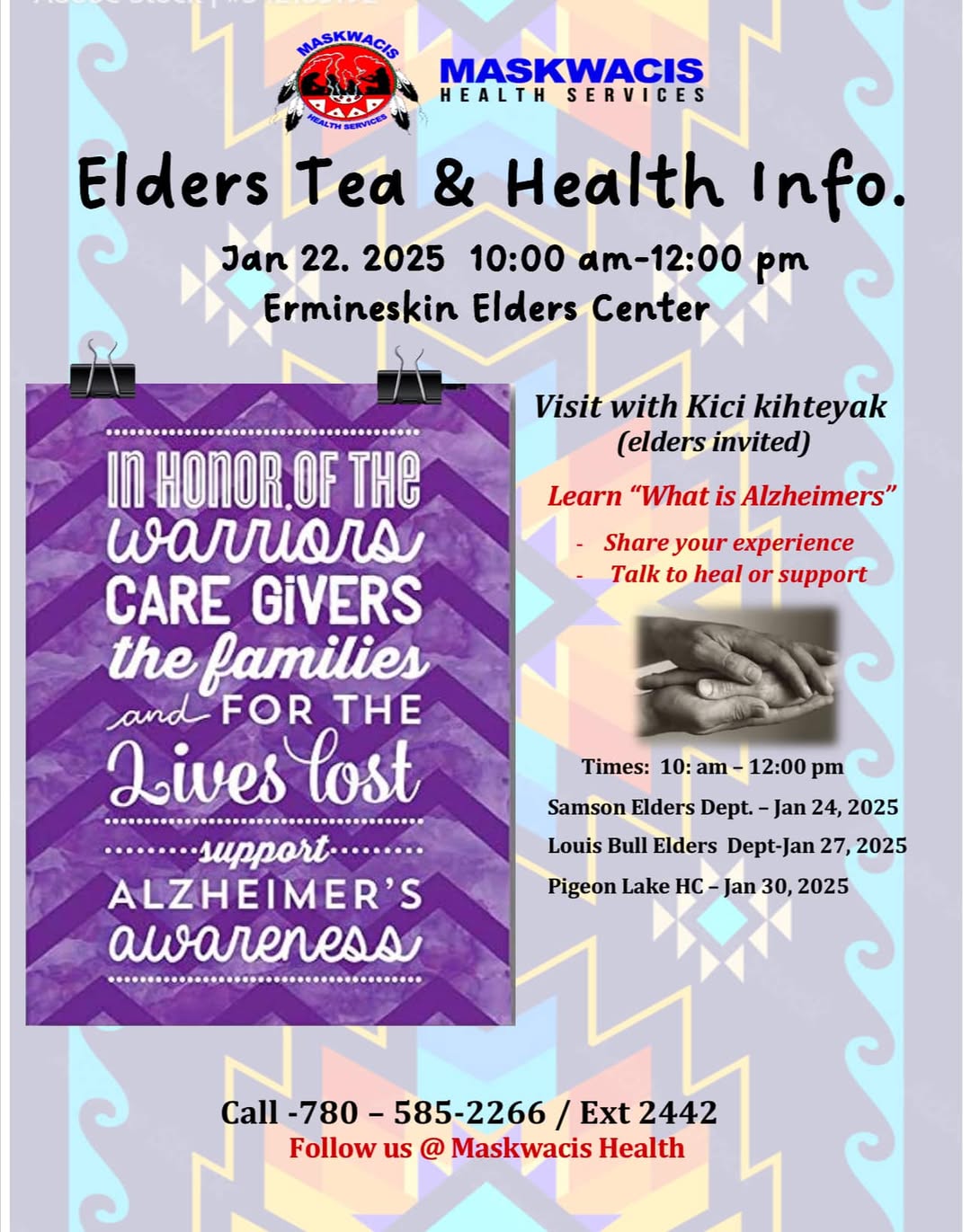 Elders Tea & Health Info Session Jan 22, 2025 from 10am-12pm at the ...